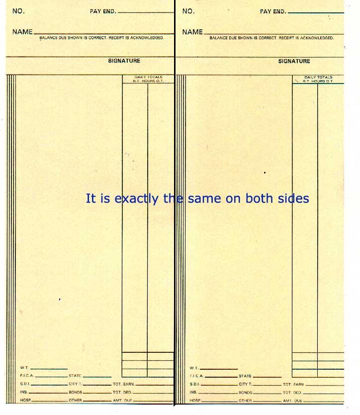 Employee Time Clocks - Amano CP3000 CP5000 Time Cards C3000-2 Two Sides ...