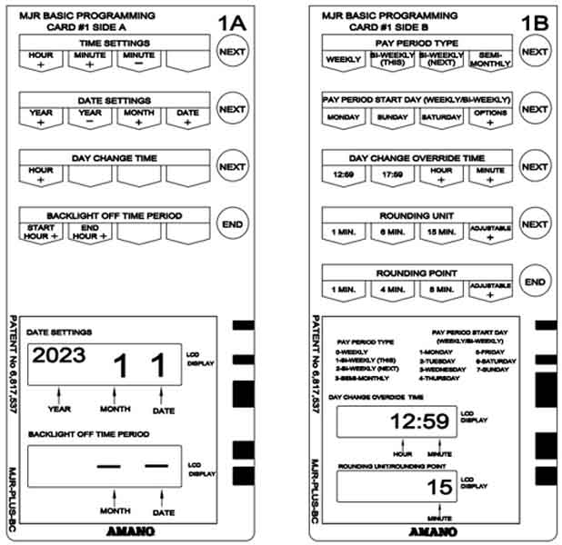 Article - Amano MJR-Plus Programming Cards