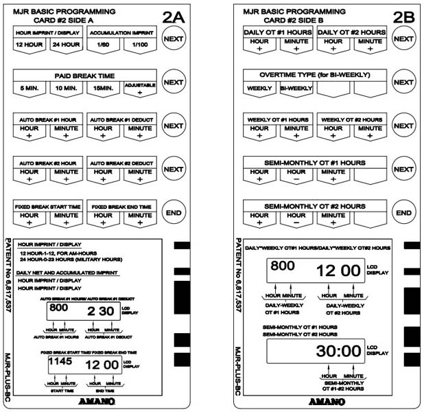 Article - Amano MJR-Plus Programming Cards